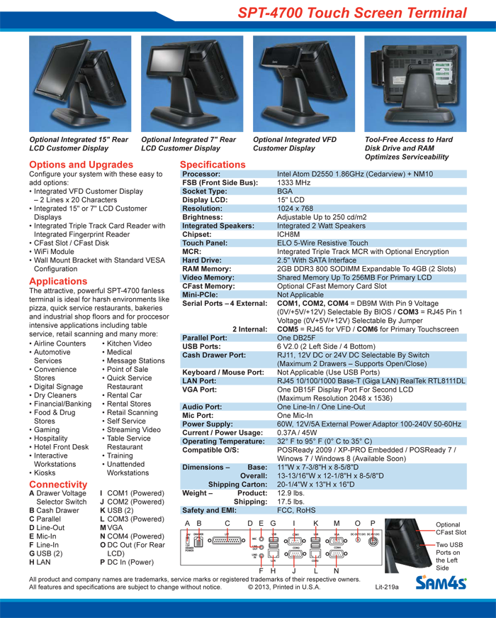 Posregister.com | SAM4s SPT-4700 Touchscreen PC