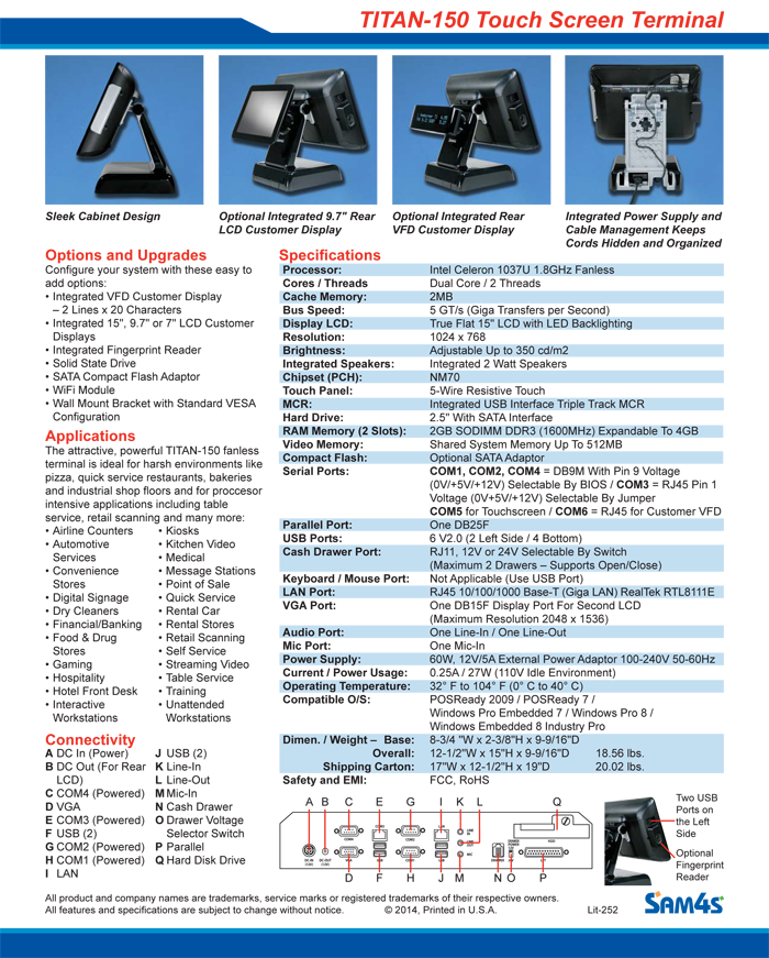 Posregister.com | SAM4s Titan-150 Touchscreen PC